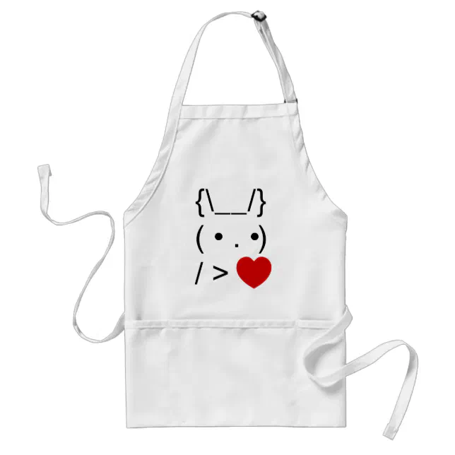 ASCII Text Art Bunny Rabbit Give Heart Standard Apron | Zazzle