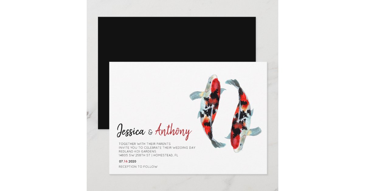 Asian Koi Fish Wedding Invitation | Zazzle