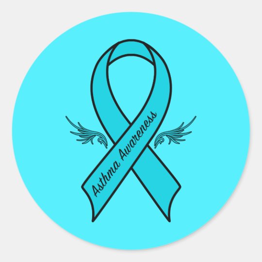 Asthma Awareness Ribbon with Wings Classic Round Sticker | Zazzle.ca