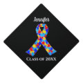 Autism Awareness Ribbon Custom Class Name Black Graduation Cap Topper ...