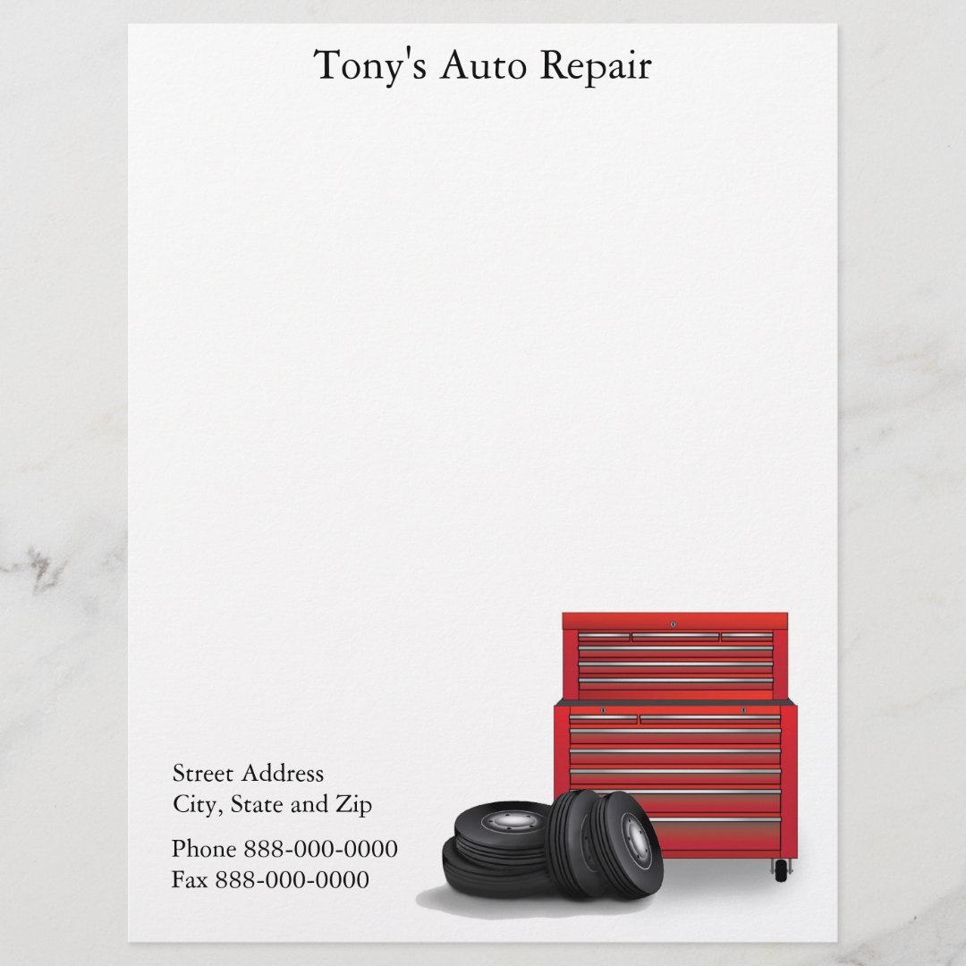 Auto Repair Business Letterhead | Zazzle
