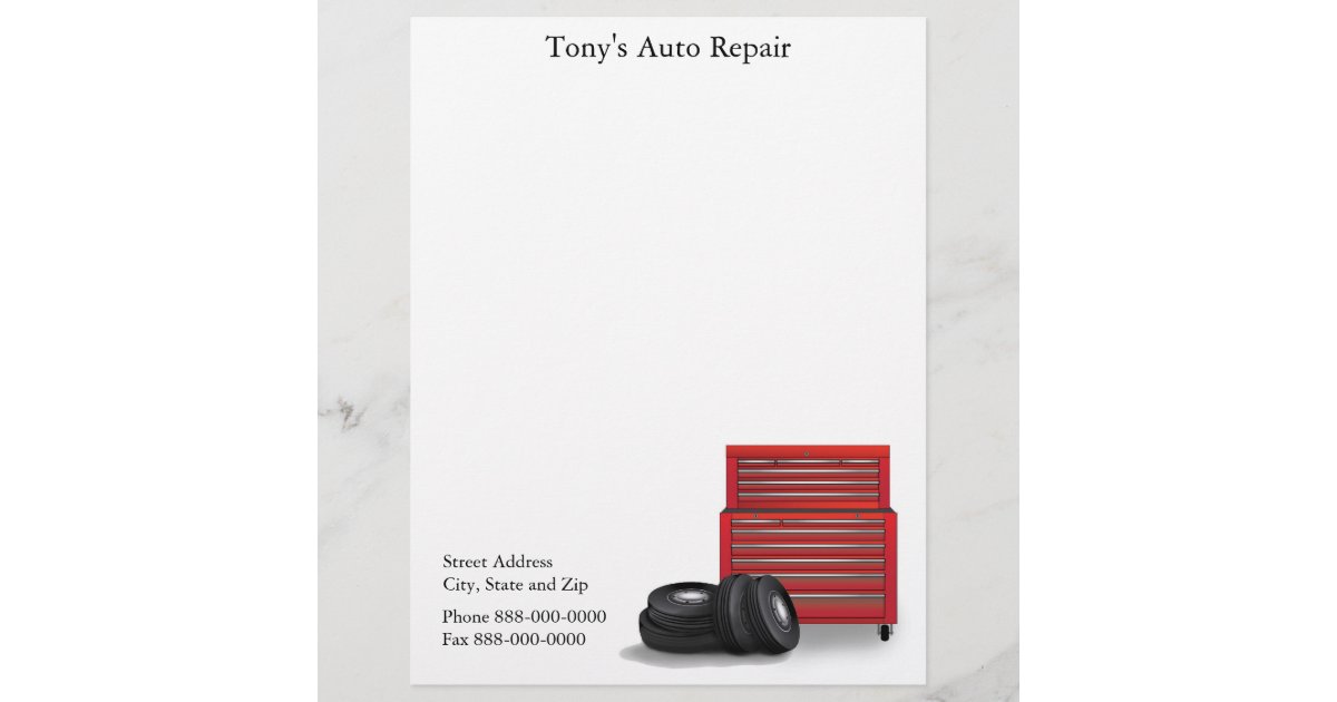 Auto Repair Business Letterhead | Zazzle
