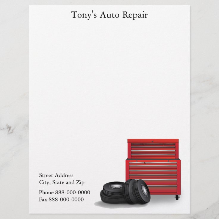 Auto Repair Business Letterhead | Zazzle