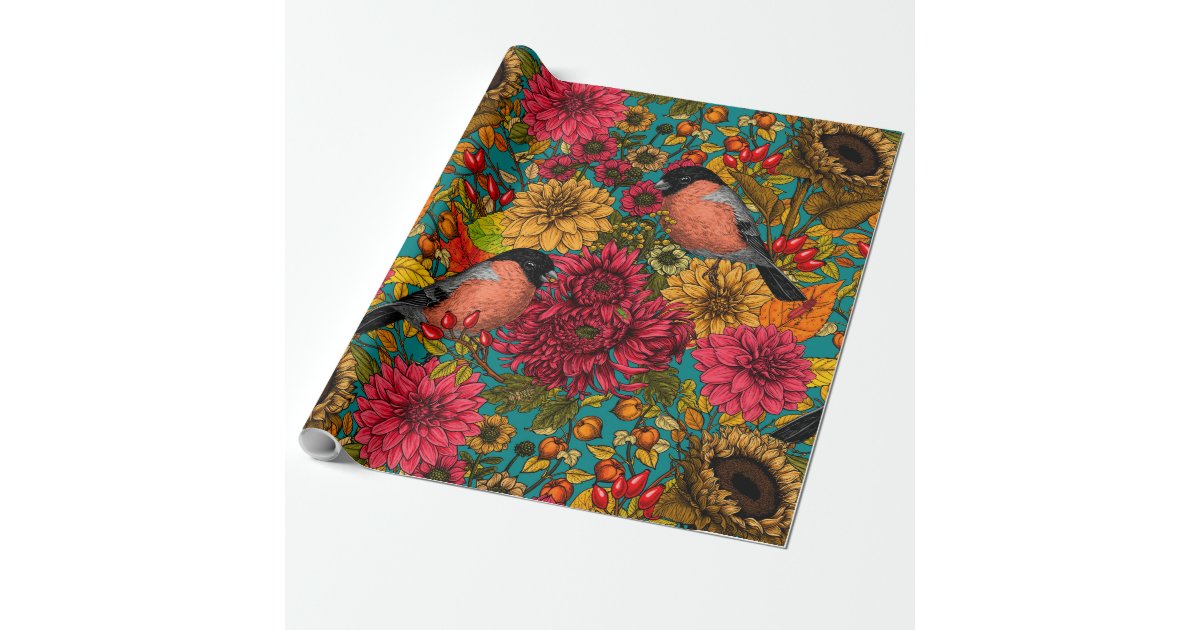 Autumn garden 3 wrapping paper | Zazzle