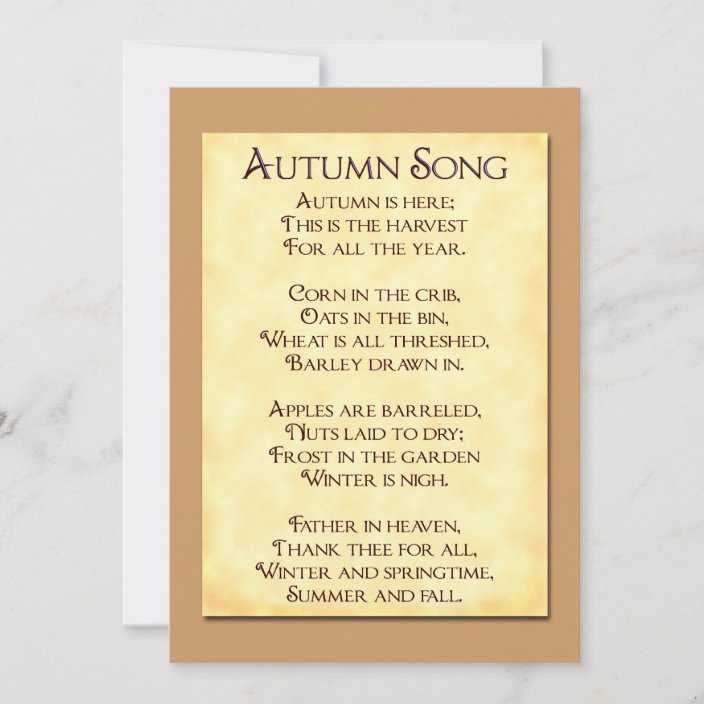 Autumn Song Thanksgiving Poem Custom Invitations | Zazzle.ca