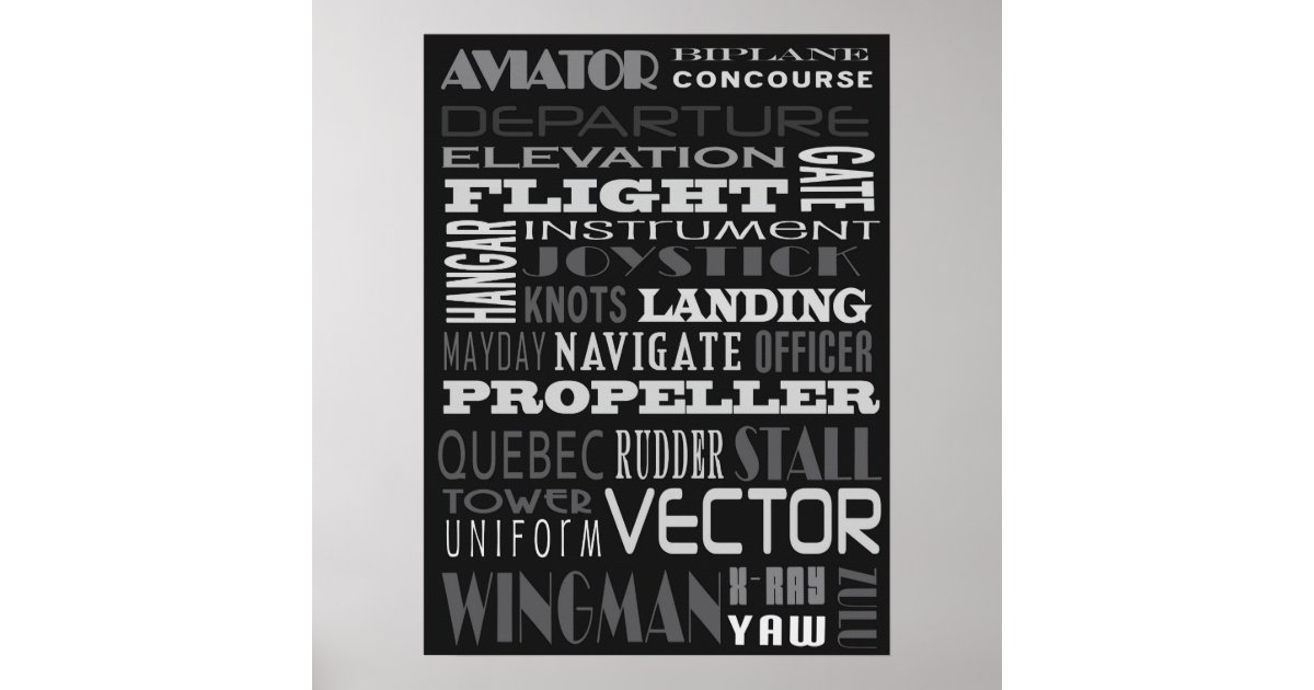 Aviator Alphabet Subway Art Poster | Zazzle