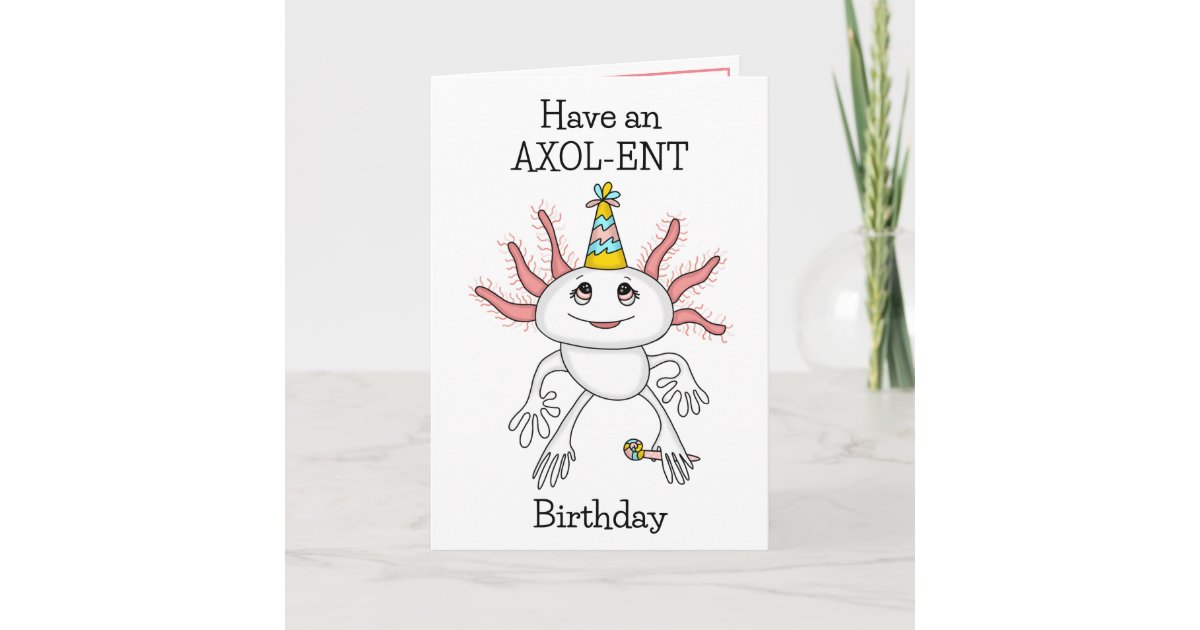 Axolotl Birthday Card with Colouring Page Inside | Zazzle