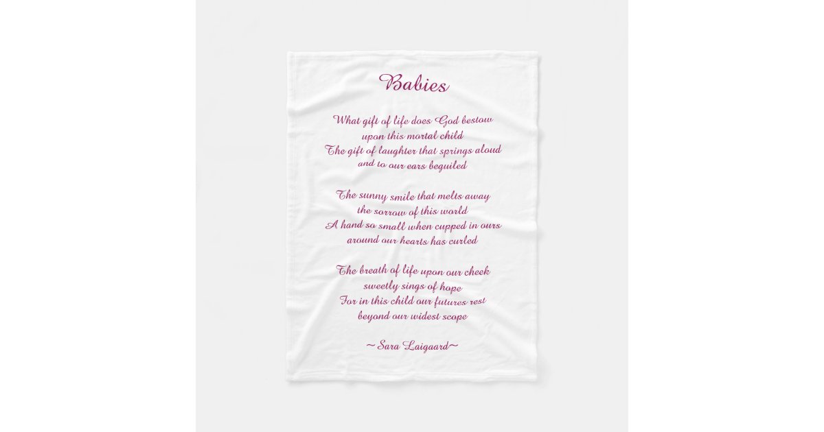 Babies poem fleece blanket | Zazzle