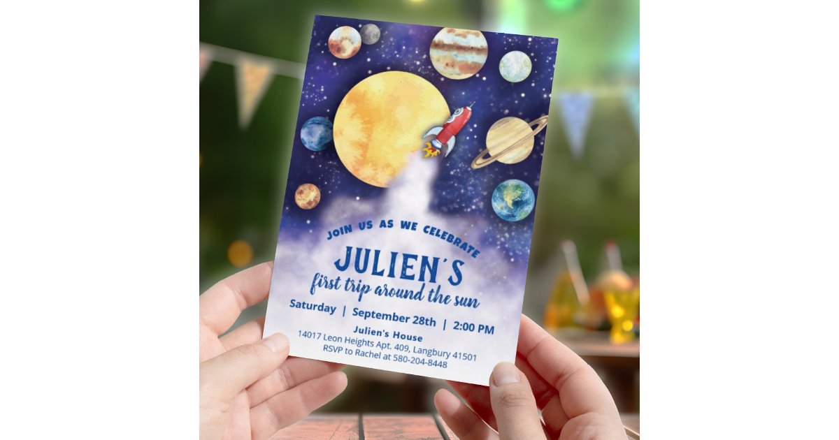 Baby First Birthday Party Space Planet Invitation | Zazzle