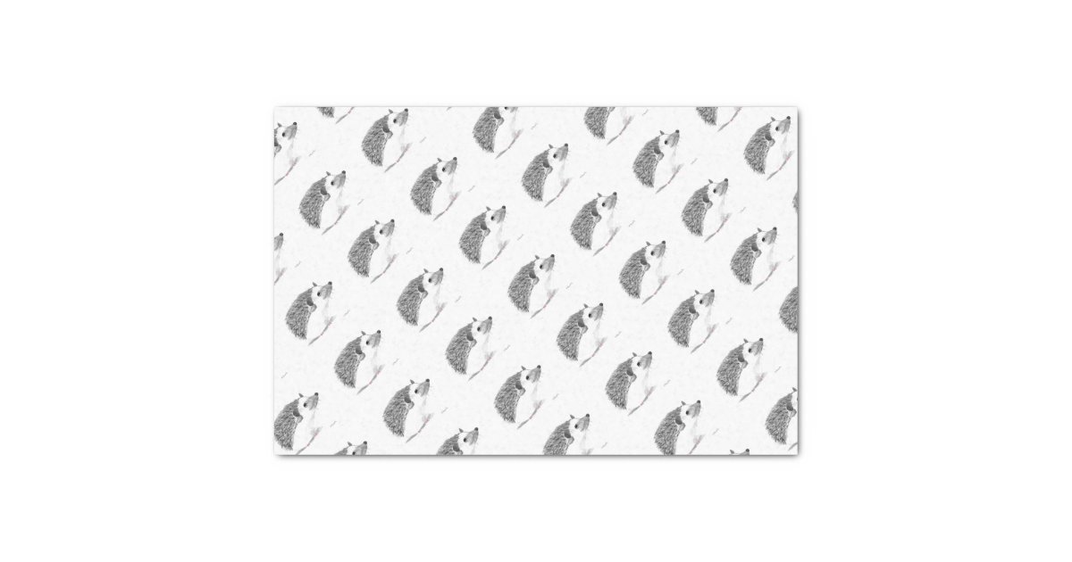 Baby hedgehog animal Watercolor Black Pattern Kids Tissue Paper | Zazzle