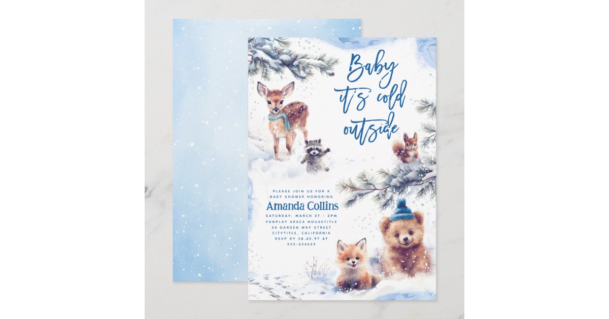 Baby It's Cold Outside Winter Animals Baby Shower Invitation | Zazzle
