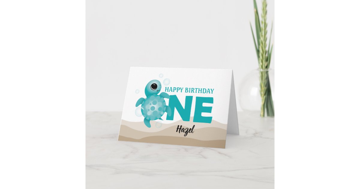Baby Sea Turtle 1st Birthday Card | Zazzle
