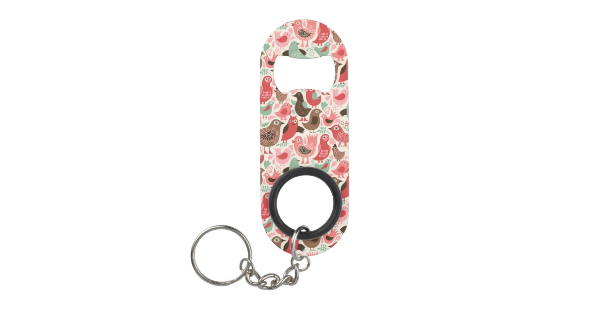 background with cute birds mini bottle opener | Zazzle
