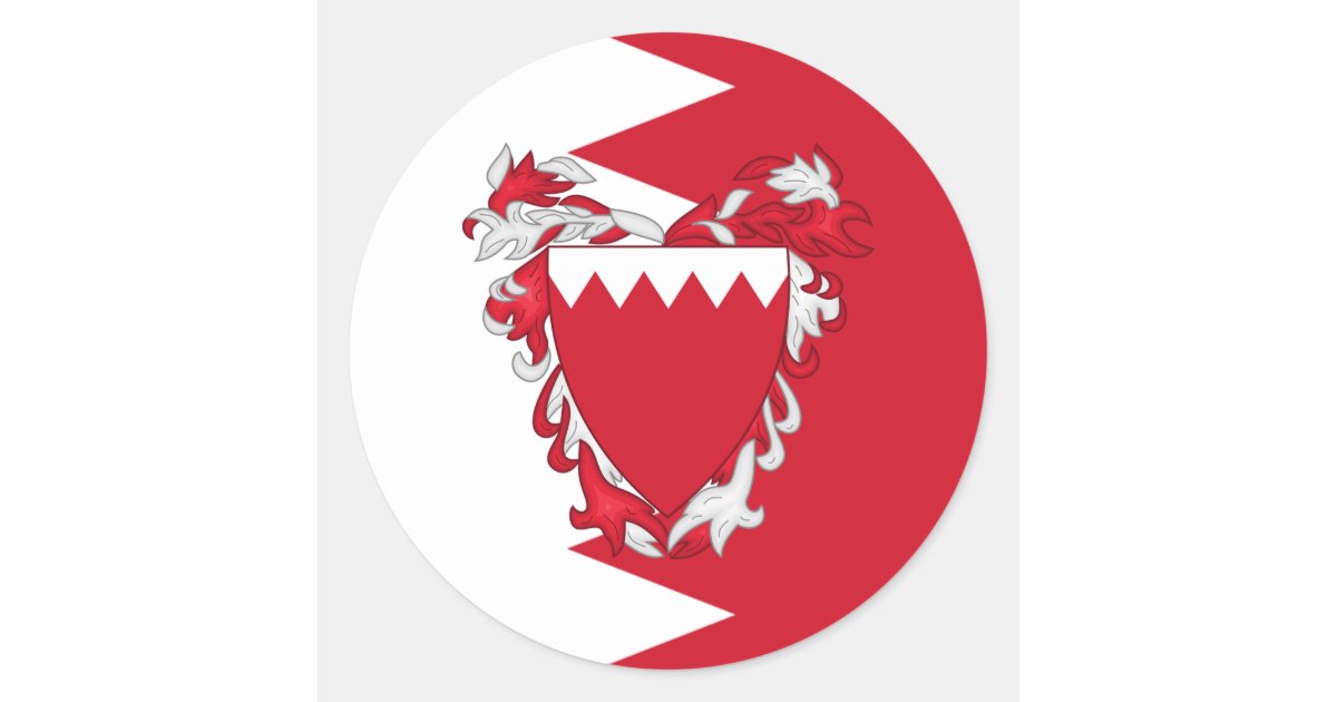 Bahraini Flag & Coat of Arms, Flag of Bahrain Classic Round Sticker ...