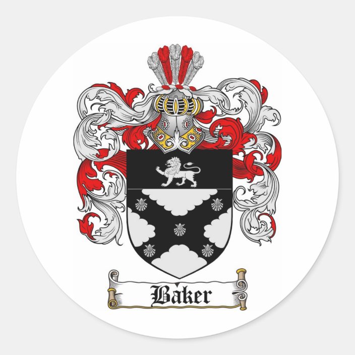 BAKER FAMILY CREST - BAKER COAT OF ARMS CLASSIC ROUND STICKER | Zazzle.ca