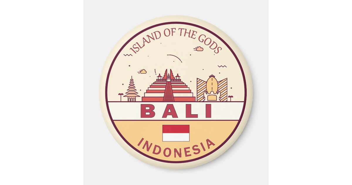 Bali Indonesia City Skyline Emblem Magnet | Zazzle