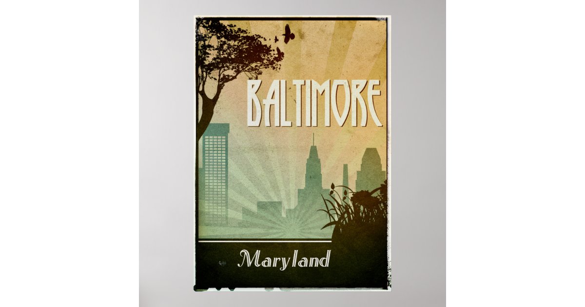 Baltimore Art déco Design City Poster illustration | Zazzle.ca