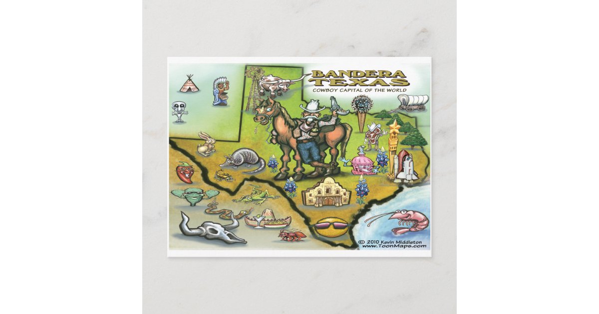 Bandera TEXAS Map Postcard | Zazzle