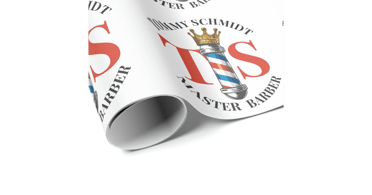 Barber Hair Shop King Crown Barber Pole Hair Salon Wrapping Paper | Zazzle