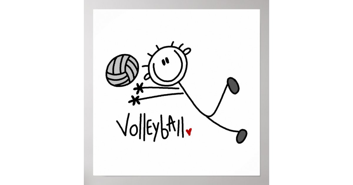 Basic Male Stick Figure Volleyball Poster | Zazzle