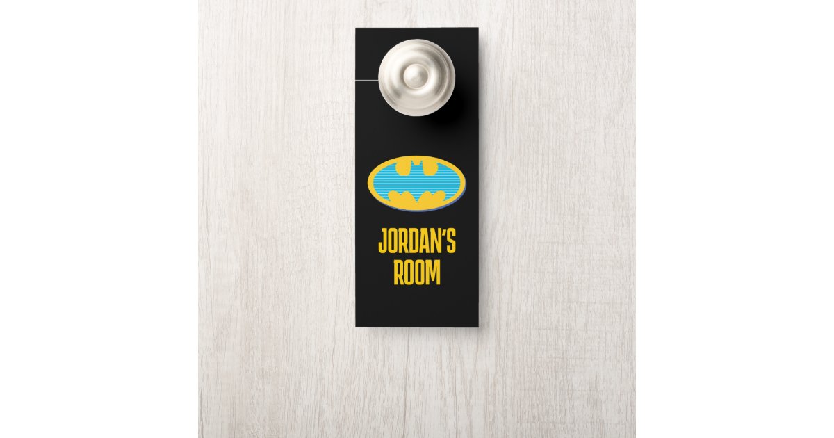 Batman | Cyan Stripes Symbol Door Hanger | Zazzle