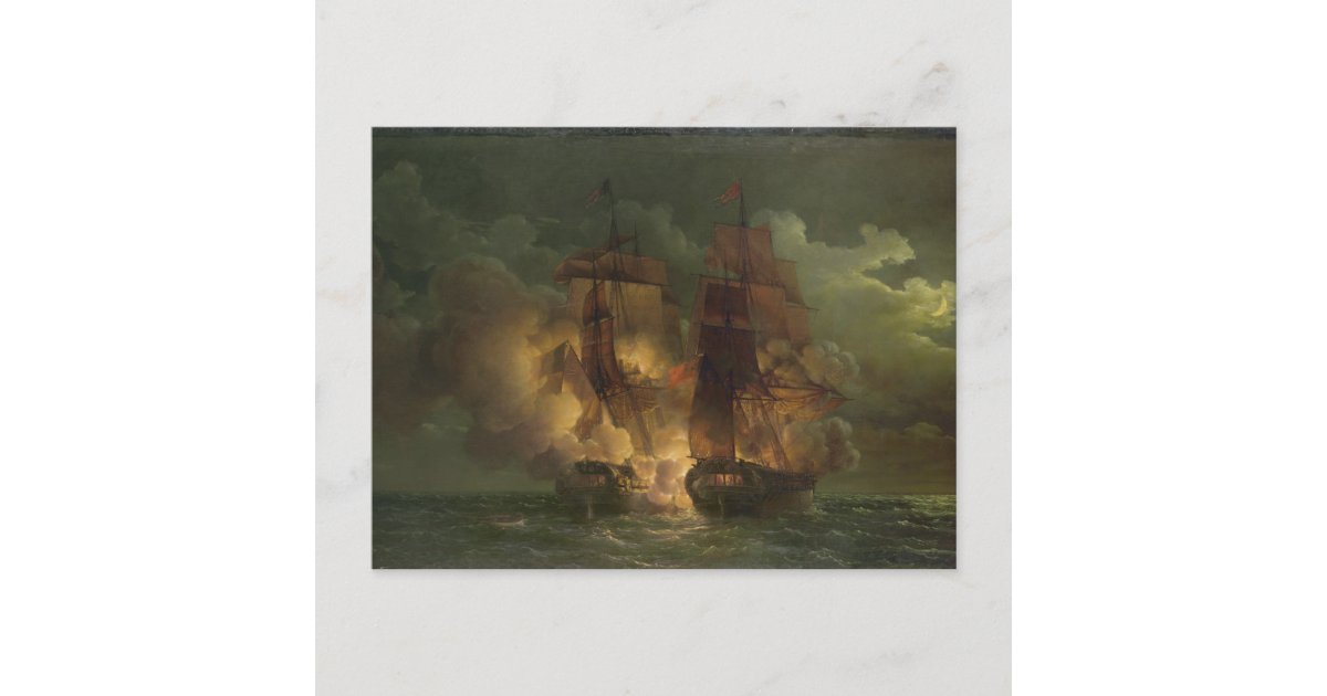 Battle Between the French Frigate 'Arethuse' Postcard | Zazzle
