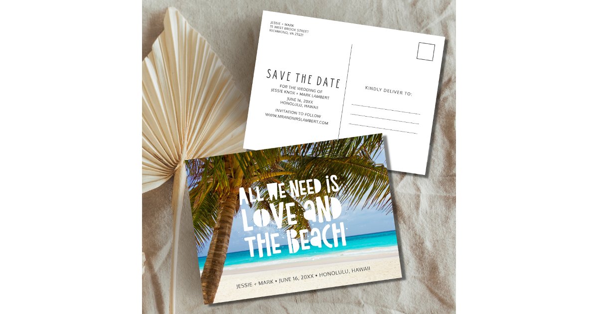 Beach Destination Wedding Save the Date Announcement Postcard | Zazzle