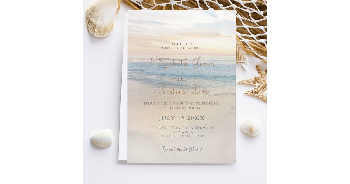 Beach Seaside Sunset Wedding Invitation | Zazzle