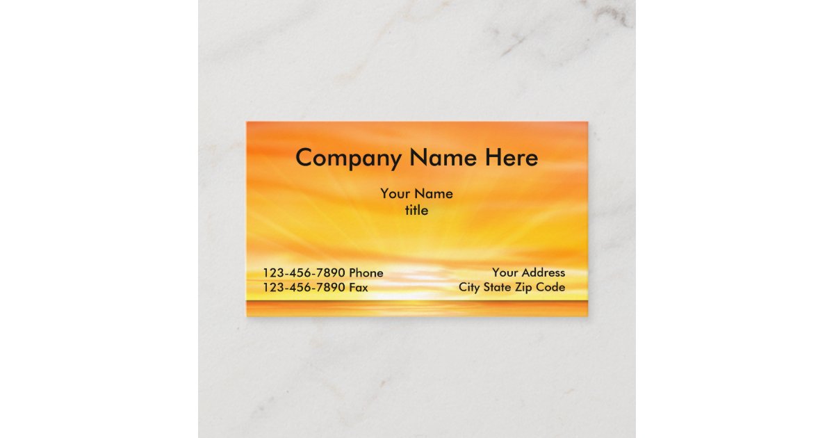 Beach Sunset Design Business Card | Zazzle
