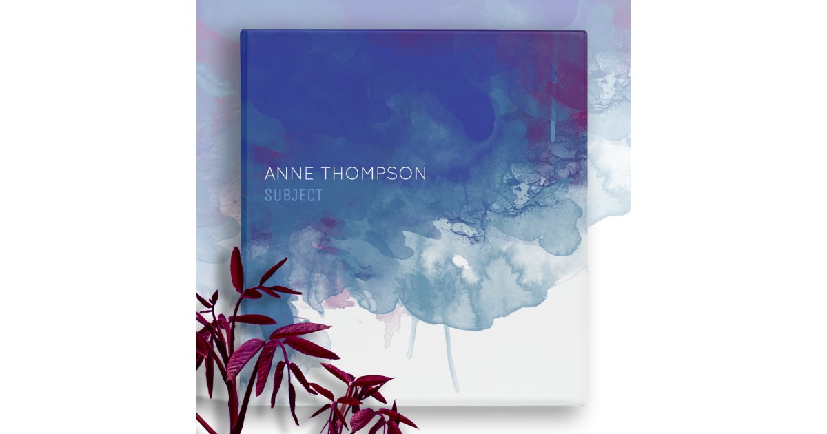 beautiful blue watercolor binder | Zazzle