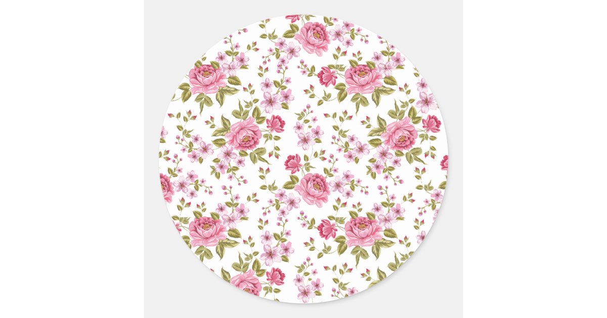Beautiful elegant vintage roses design classic round sticker | Zazzle