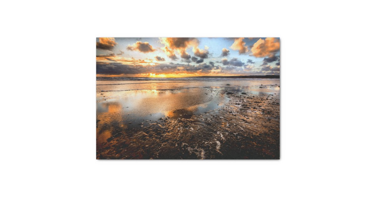 Beautiful Golden Sunset Beach Tissue Paper | Zazzle