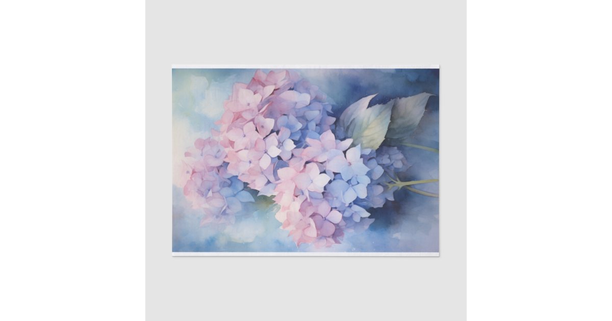 Beautiful Purple Watercolor Hydrangea Decoupage Tissue Paper | Zazzle
