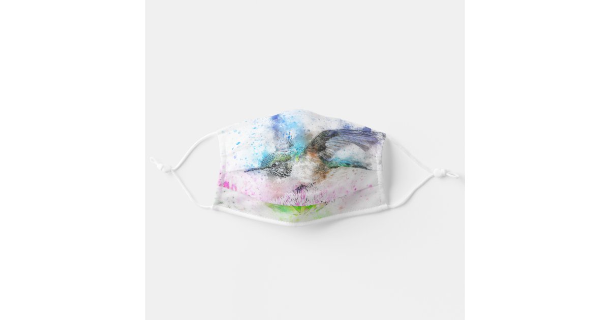 Beautiful Watercolor Hummingbird Cloth Face Mask | Zazzle