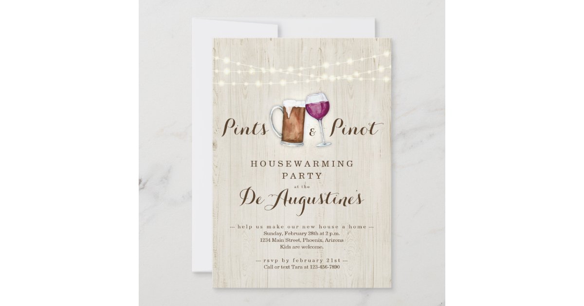 Beer & Wine Pints & Pinot Housewarming Party Invitation | Zazzle