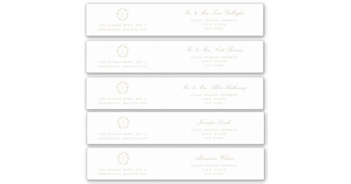 Beige Crest Guest Address Wrap Around Labels | Zazzle