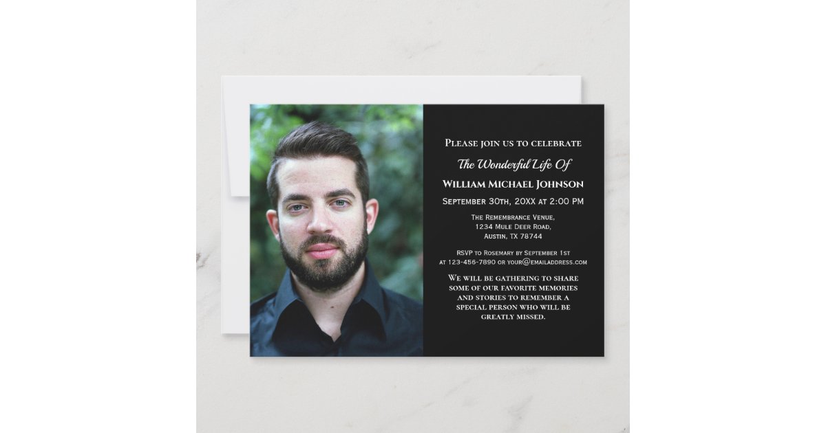 Bereavement Custom Photo Funeral Sympathy Memorial Invitation | Zazzle