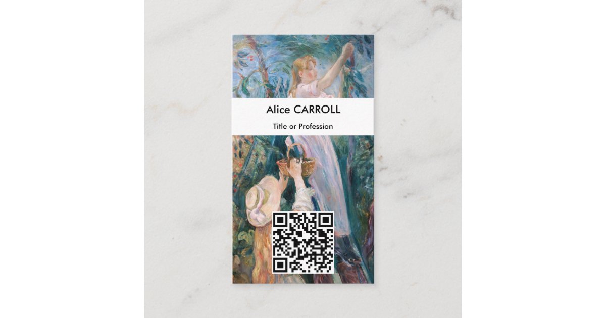 Berthe Morisot - The Cherry Picker - QR Code Business Card | Zazzle