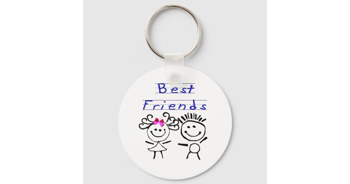 Best friends stick figure keychain | Zazzle