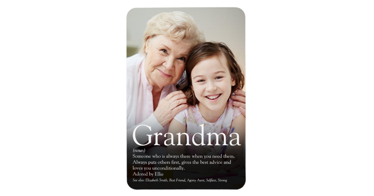 Best Grandma, Grandmother Definition Photo Magnet | Zazzle