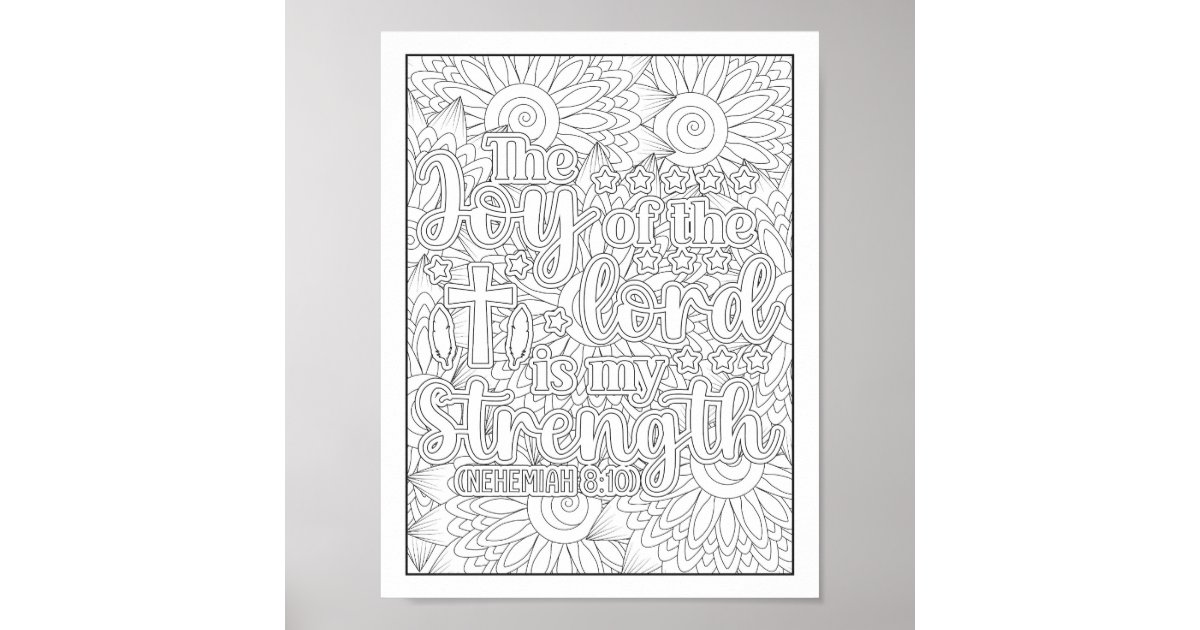 Bible Verse/Christian Adult Colouring Poster | Zazzle