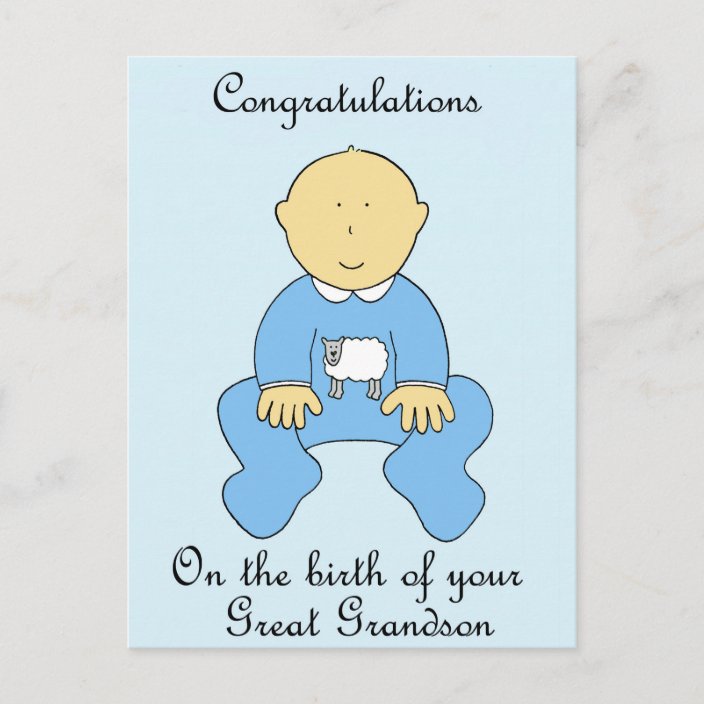 Birth of Great Grandson Congratulations Postcard | Zazzle.ca