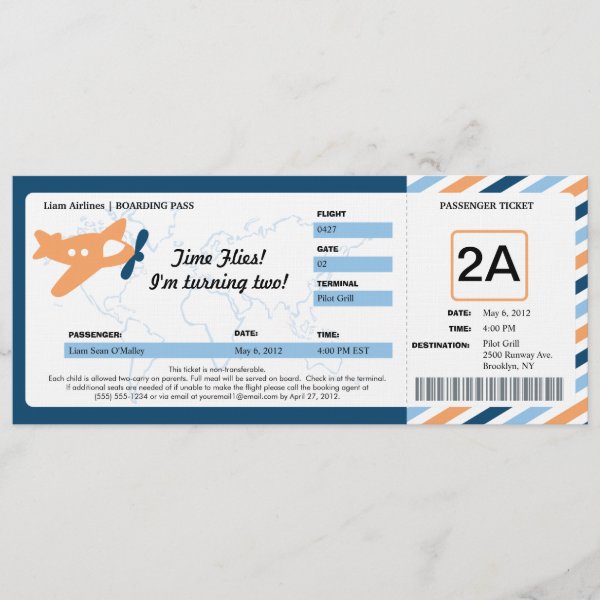 Airline Ticket Invitations | Zazzle CA