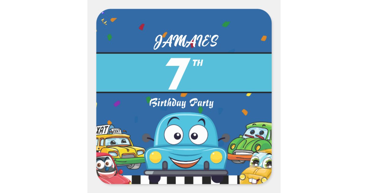 Birthday Invitation Square Sticker | Zazzle