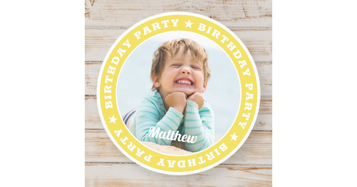 Birthday Party Simple Modern Custom Photo Envelope Classic Round ...