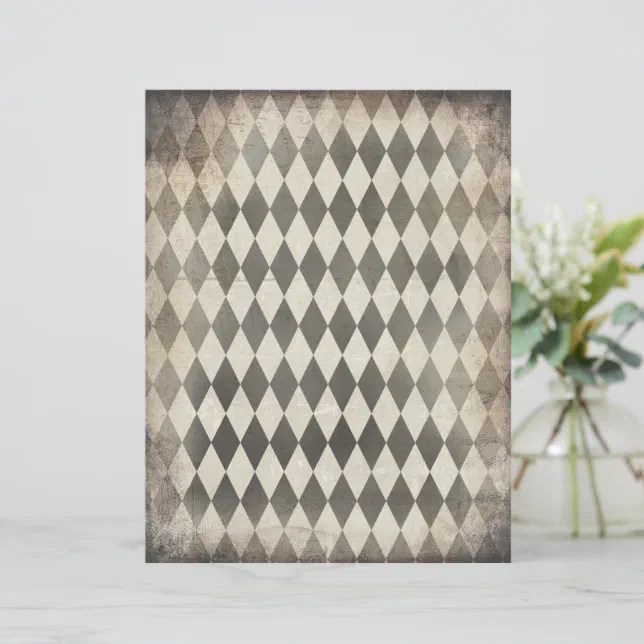 Black and Tan Distressed Harlequin Pattern Paper | Zazzle