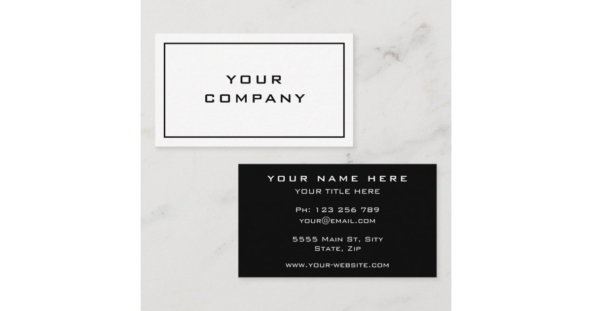 Black and White Business Card Your Colours and Fon | Zazzle