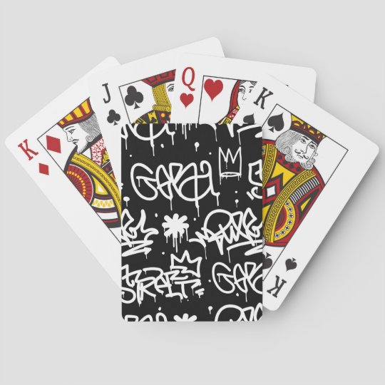 Black and White Graffiti pattern Playing Cards | Zazzle.ca