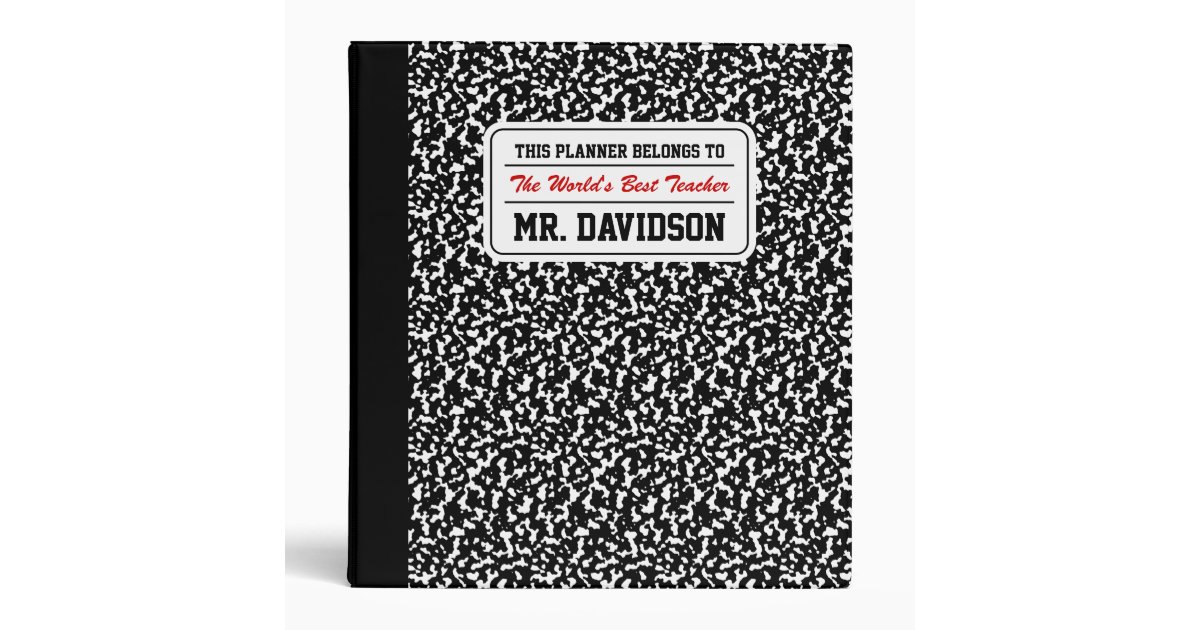 Black Composition Notebook Binder | Zazzle