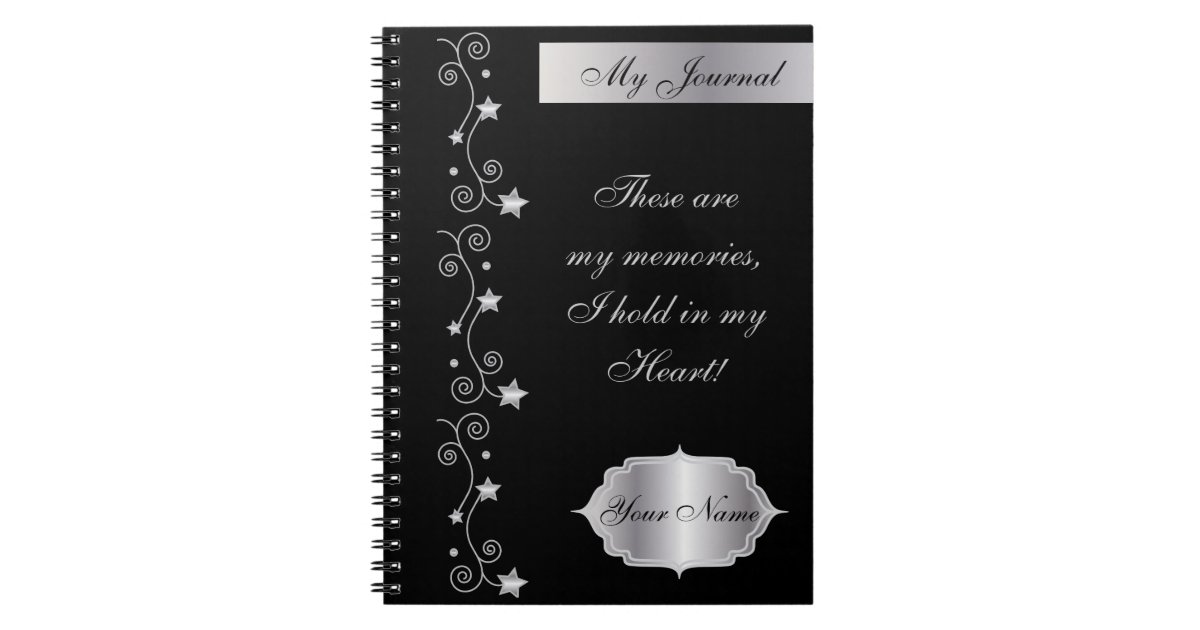Black Elegant Personalize Journal Notebook | Zazzle